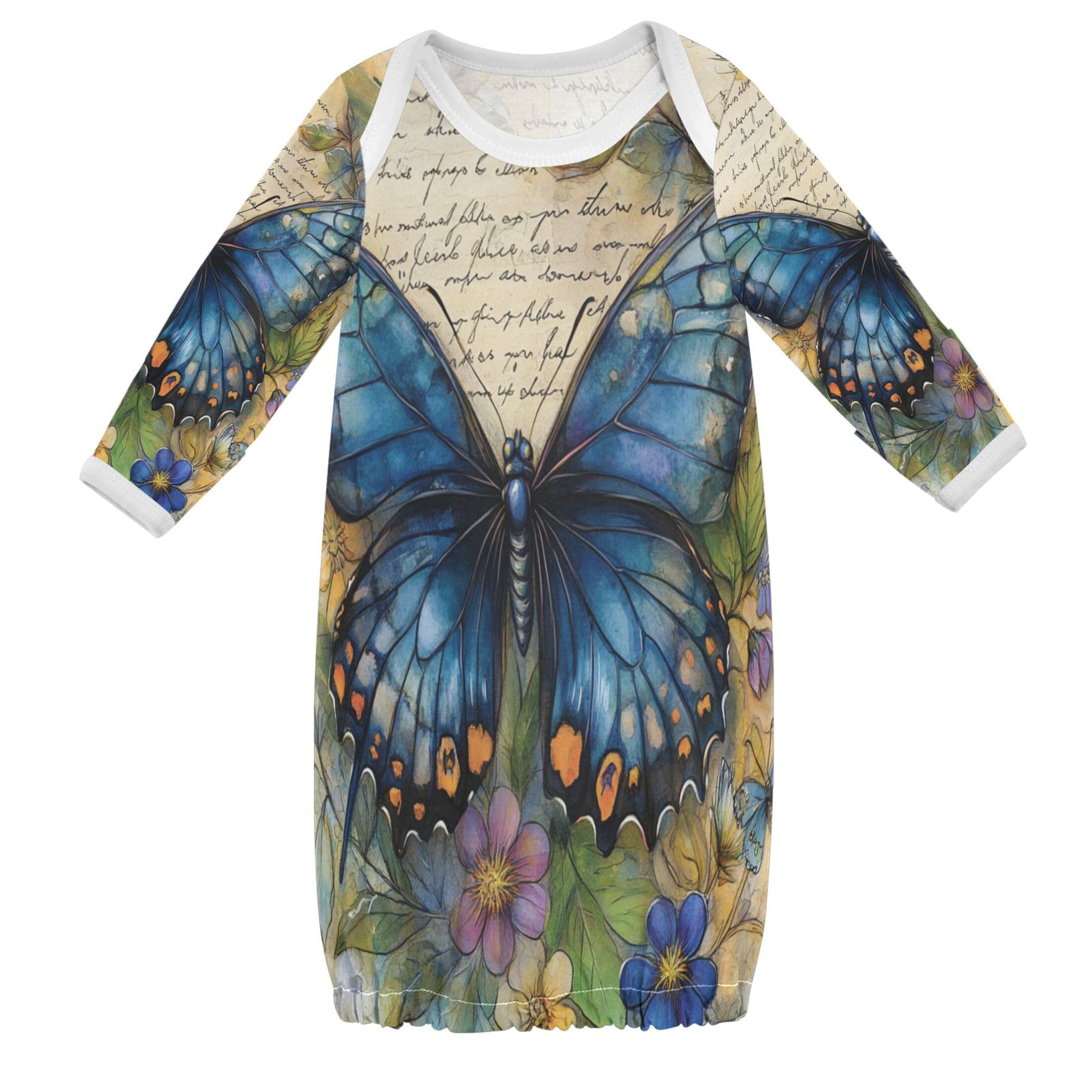 Baby Night dress Cartoon Creative Watercolor Blue ButterflySleepwear ...