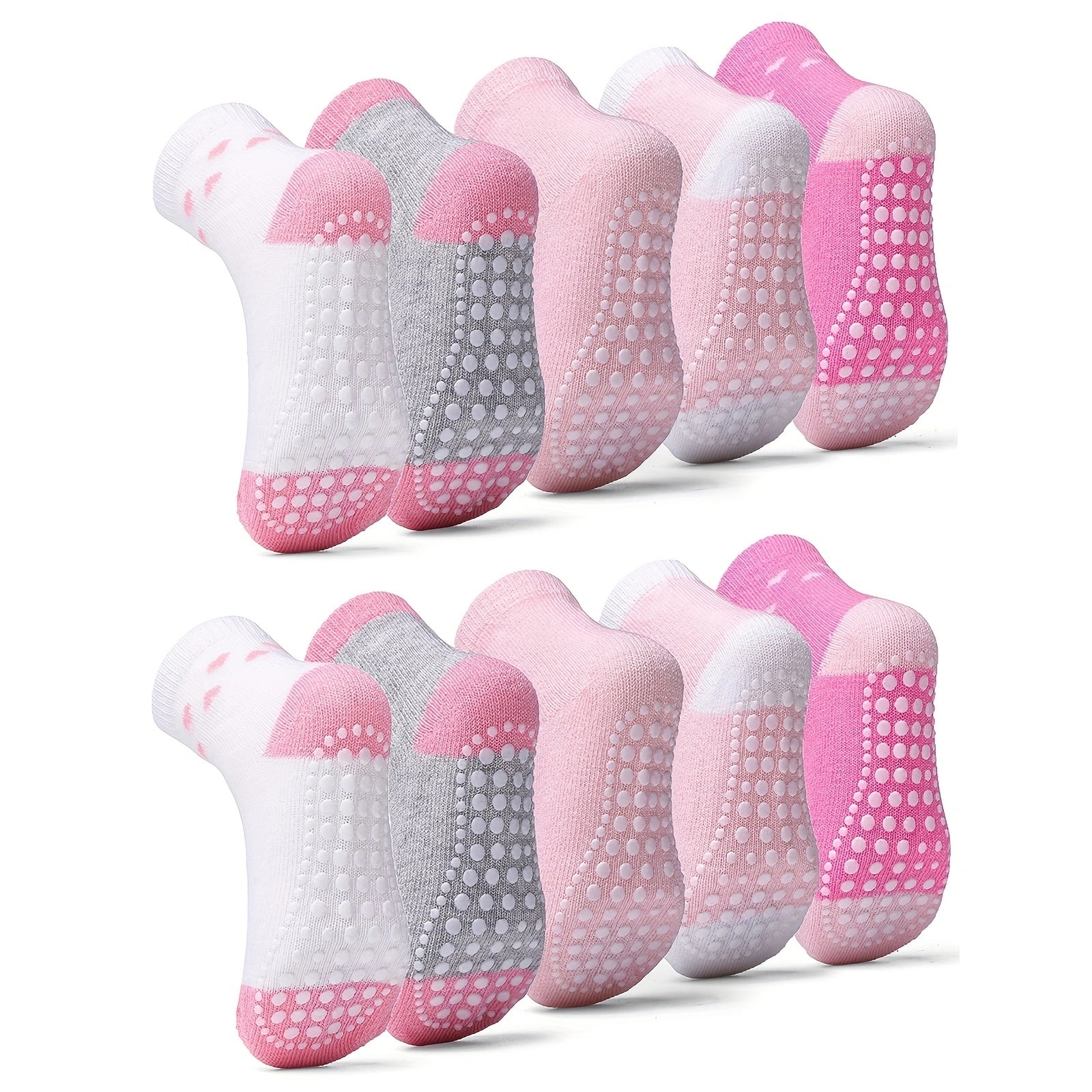 Baby Non Slip Grip Crew Socks with Anti Skid Soles for Infants Toddlers ...