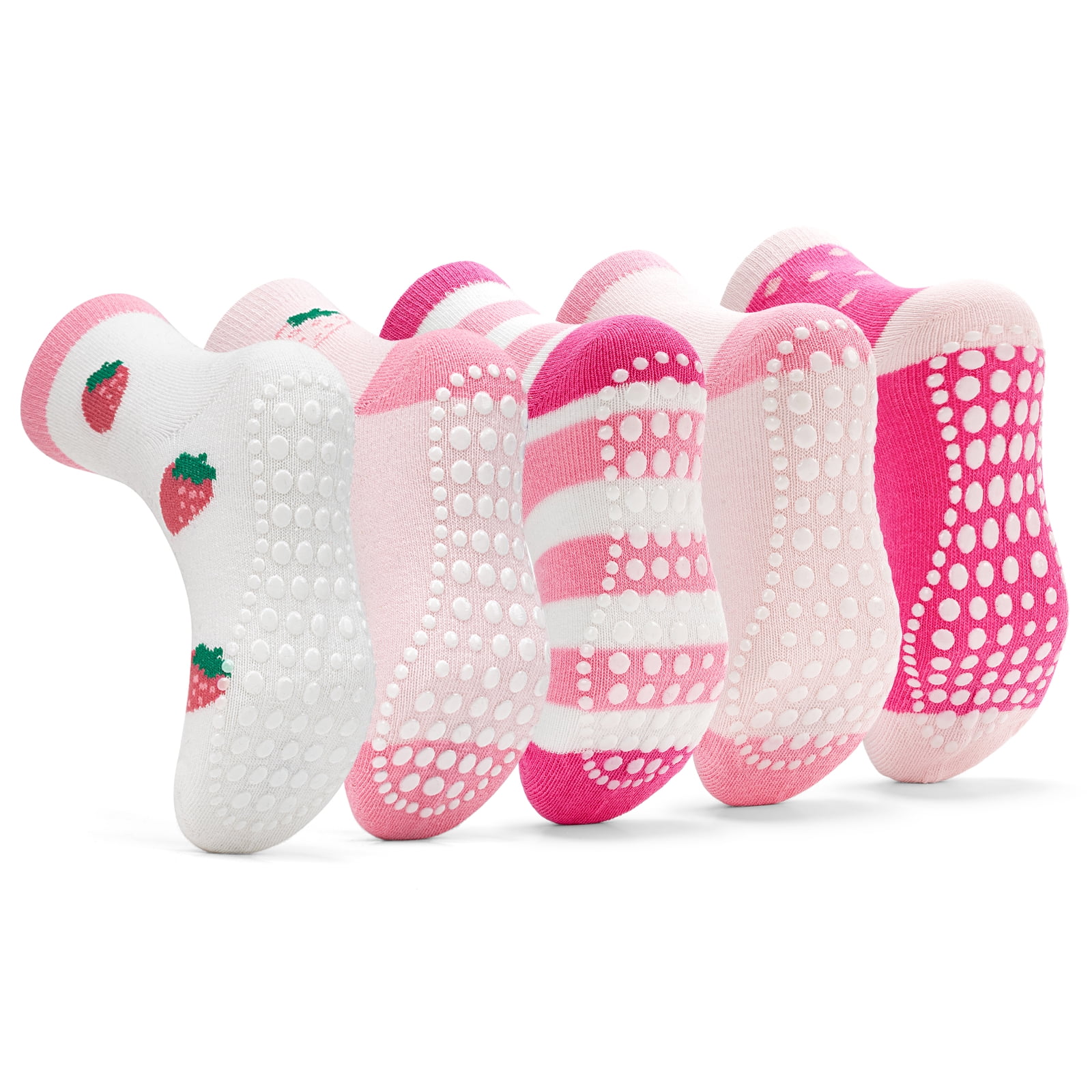Baby Non Slip Grip Crew Socks with Anti Skid Soles for Infants Toddlers ...