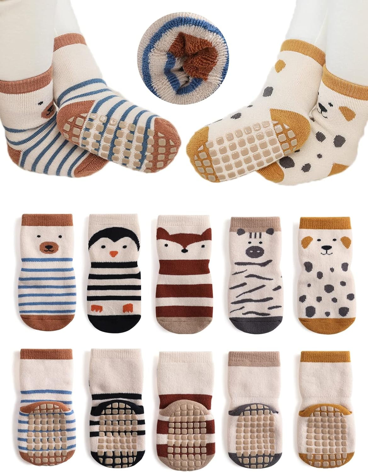 Baby Non-skid Grip Socks Toddler Socks Warm Thick Anti Skid Slipper ...