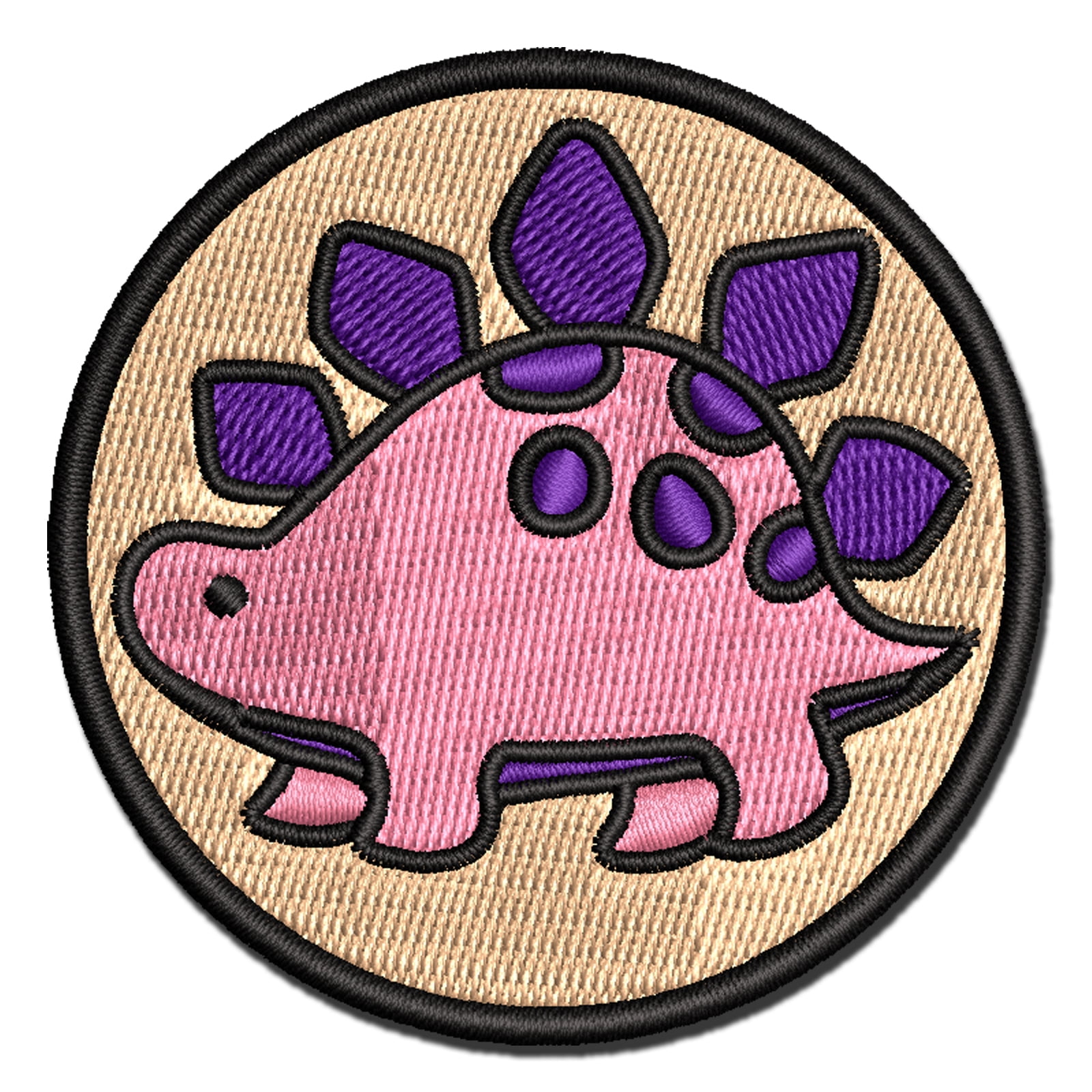 Baby Nursery Stegosaurus Dinosaur Applique Multi-Color Embroidered Hook & Loop Patch - 2.0 Inch ...