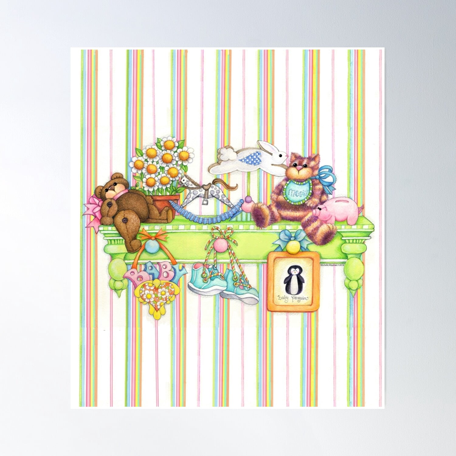 Baby On A Shelf Poster Wall Art, Modern Wall Decor, 16x24 UNFRAMED ...