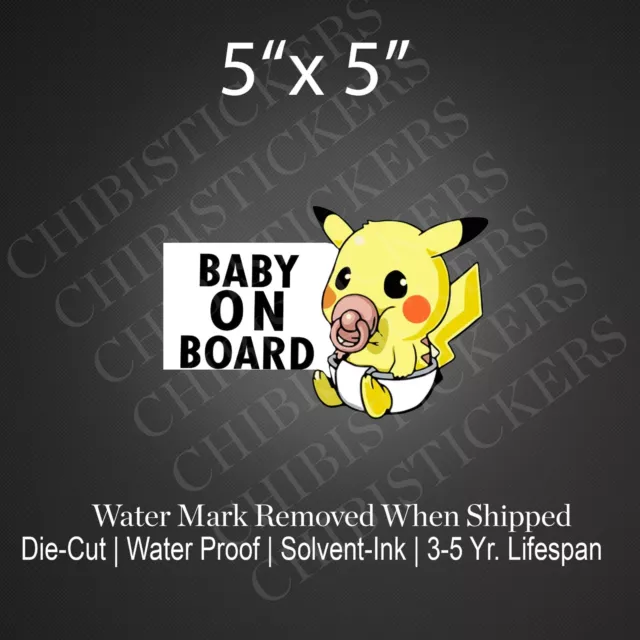 Baby On Board Baby Pikachu Sticker Pokemon Anime Vinyl Sticker ...