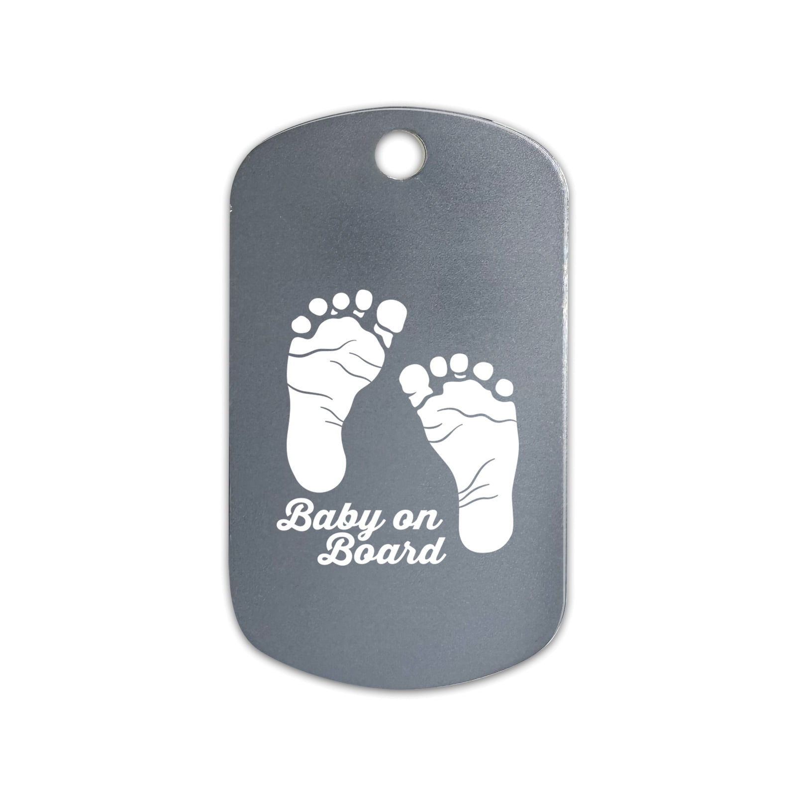 Baby On Board GI Dog Tag Aluminum Keychain feet foot print prints cute ...