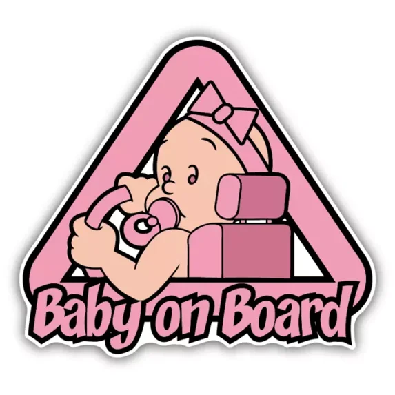 Baby On Board Girl Driver Warning Sign Sticker Phone Decal Water Bottle ...