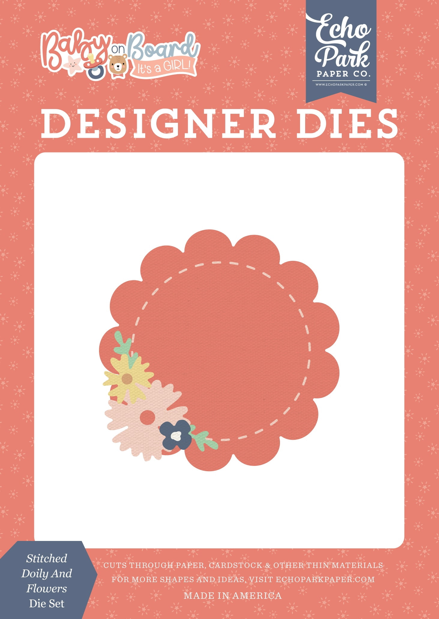 Baby On Board - Girl: Stitched Doily And Flowers Medium Die Set ...
