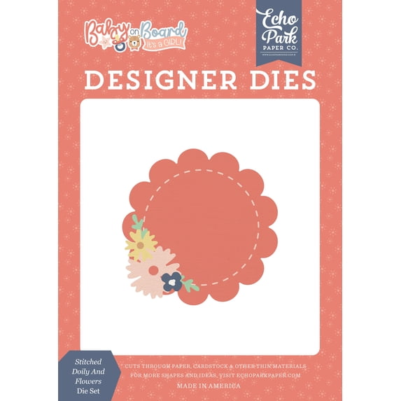 Baby On Board - Girl: Stitched Doily And Flowers Medium Die Set ...