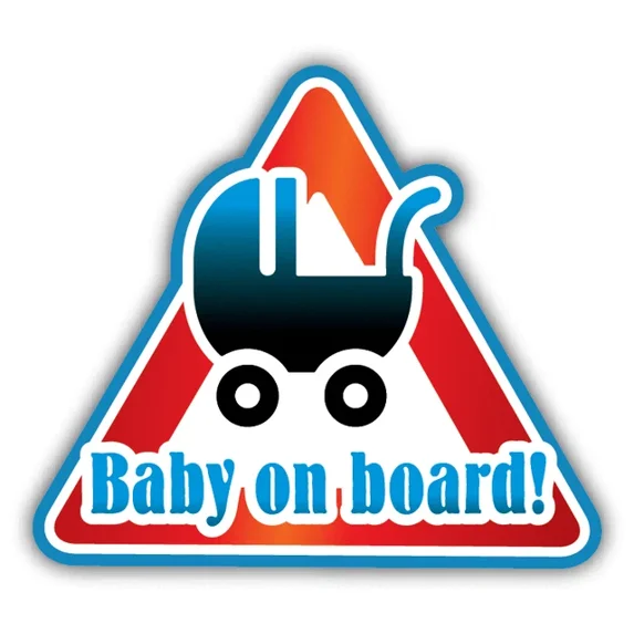 Baby On Board Pram Cartoon Warning Sign Sticker Phone Decal Water ...