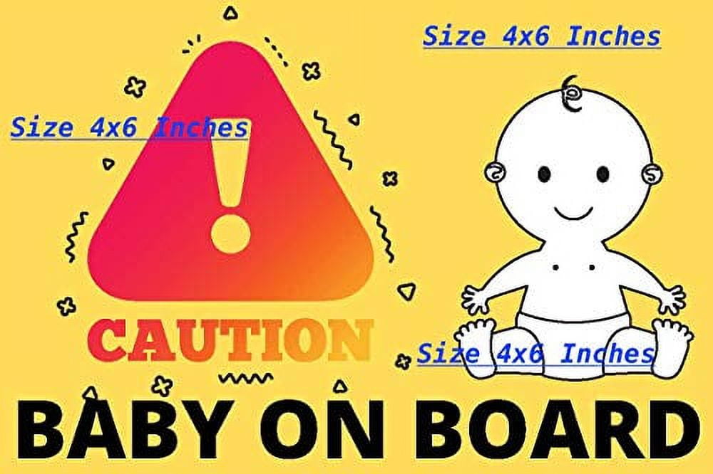 Baby On Board Sticker,(Pack of 2) Vinyl Decal, Baby in Car, Caution ...