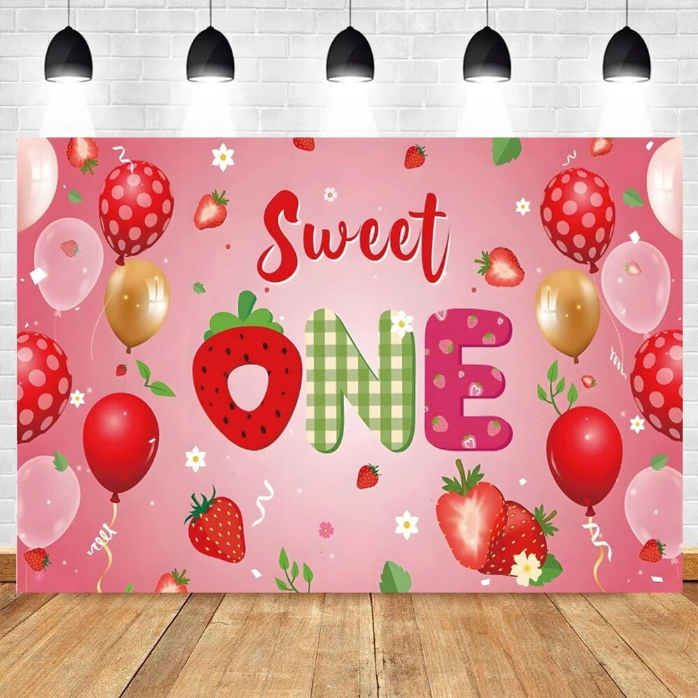 Baby One Birthday Photography Background Newborn Sweet Strawberry ...