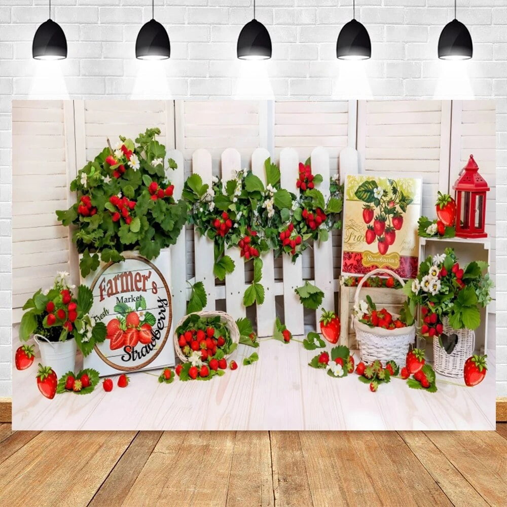 Baby One Birthday Photography Background Newborn Sweet Strawberry ...