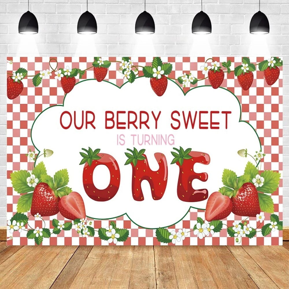 Baby One Birthday Photography Background Newborn Sweet Strawberry ...