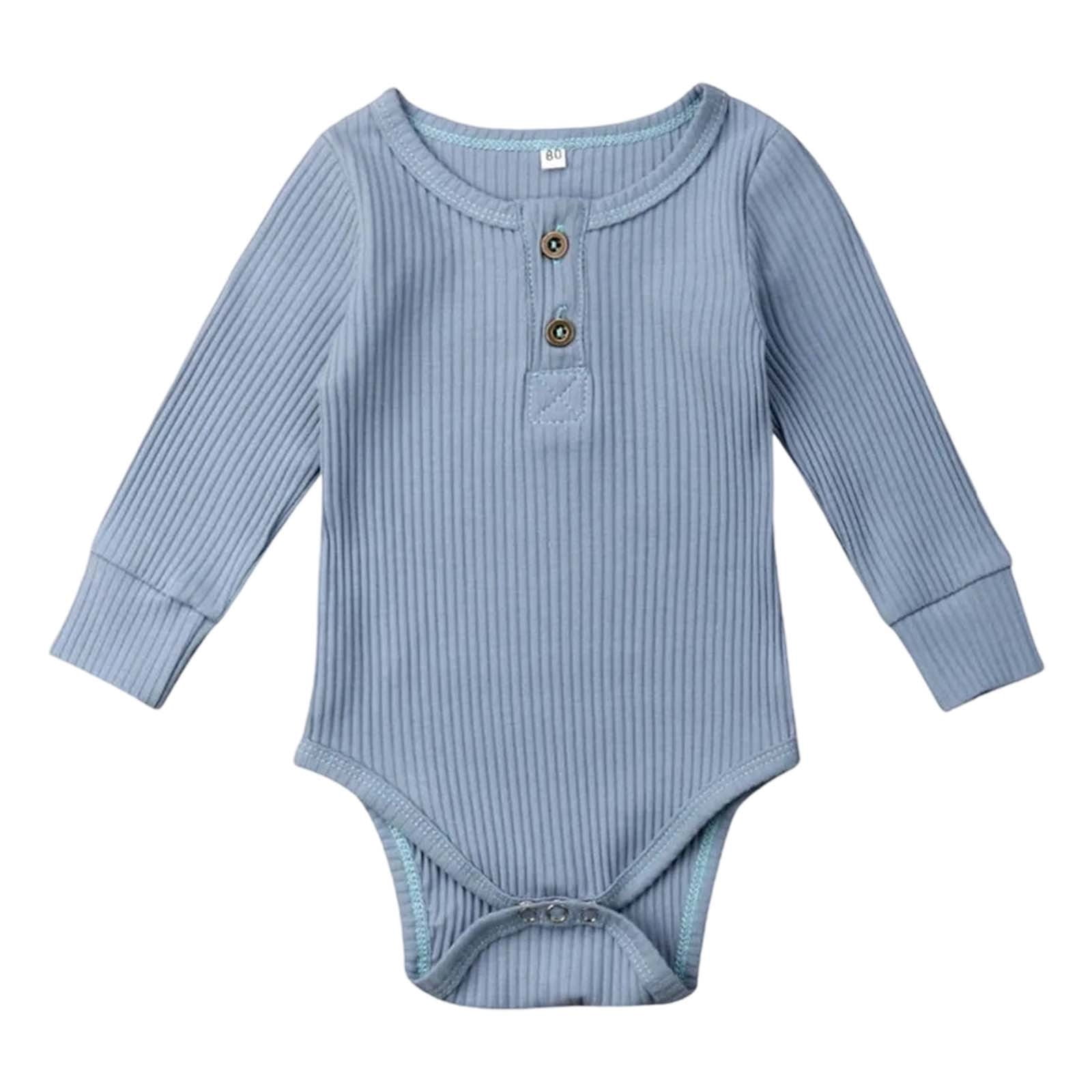 Baby Onesies, Baby Boys Bodysuits Soft Long Sleeve Ribbed Romper ...