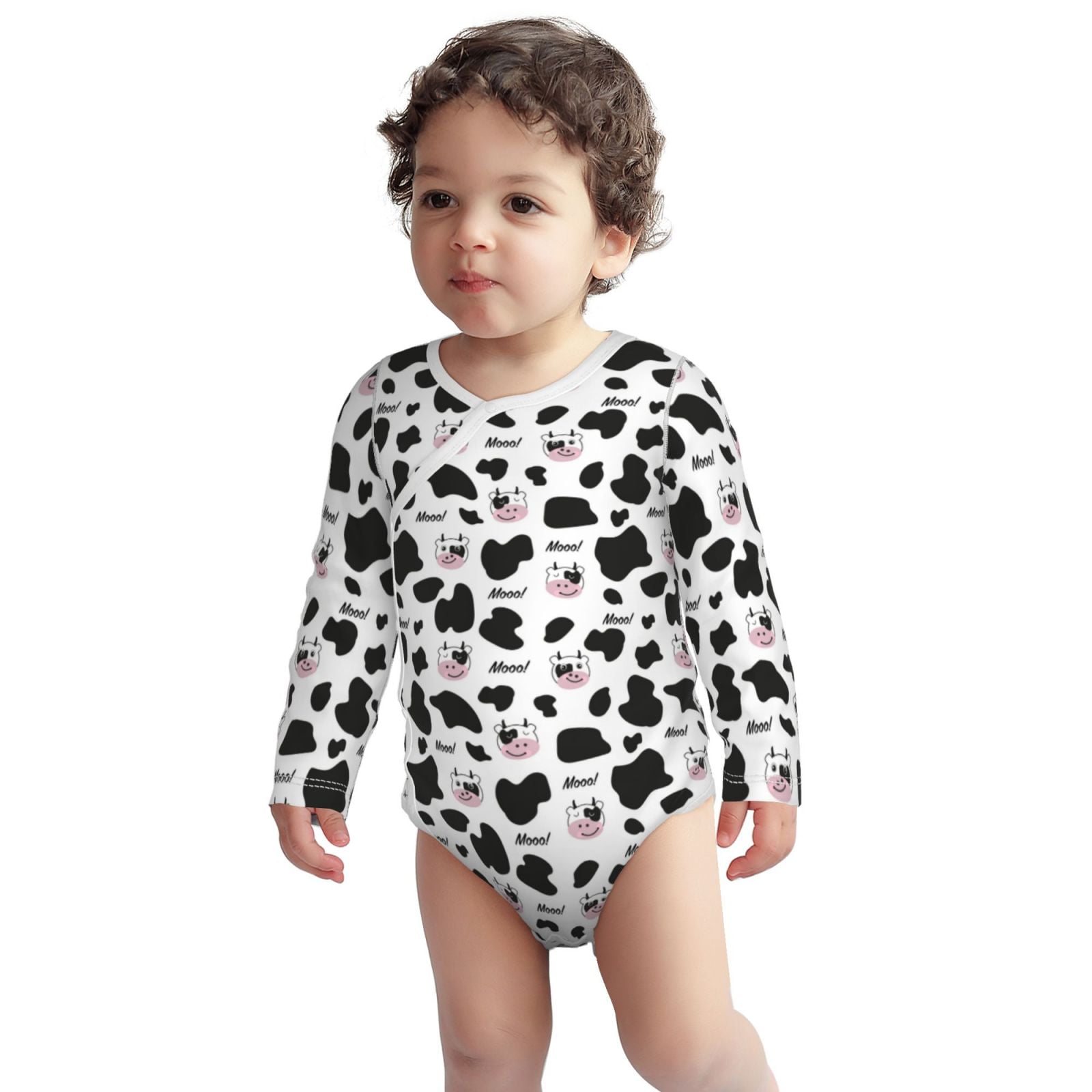 Baby Onesies - Cartoon Cute Cow Print Cow Head Long Sleeve Onesies Girl ...