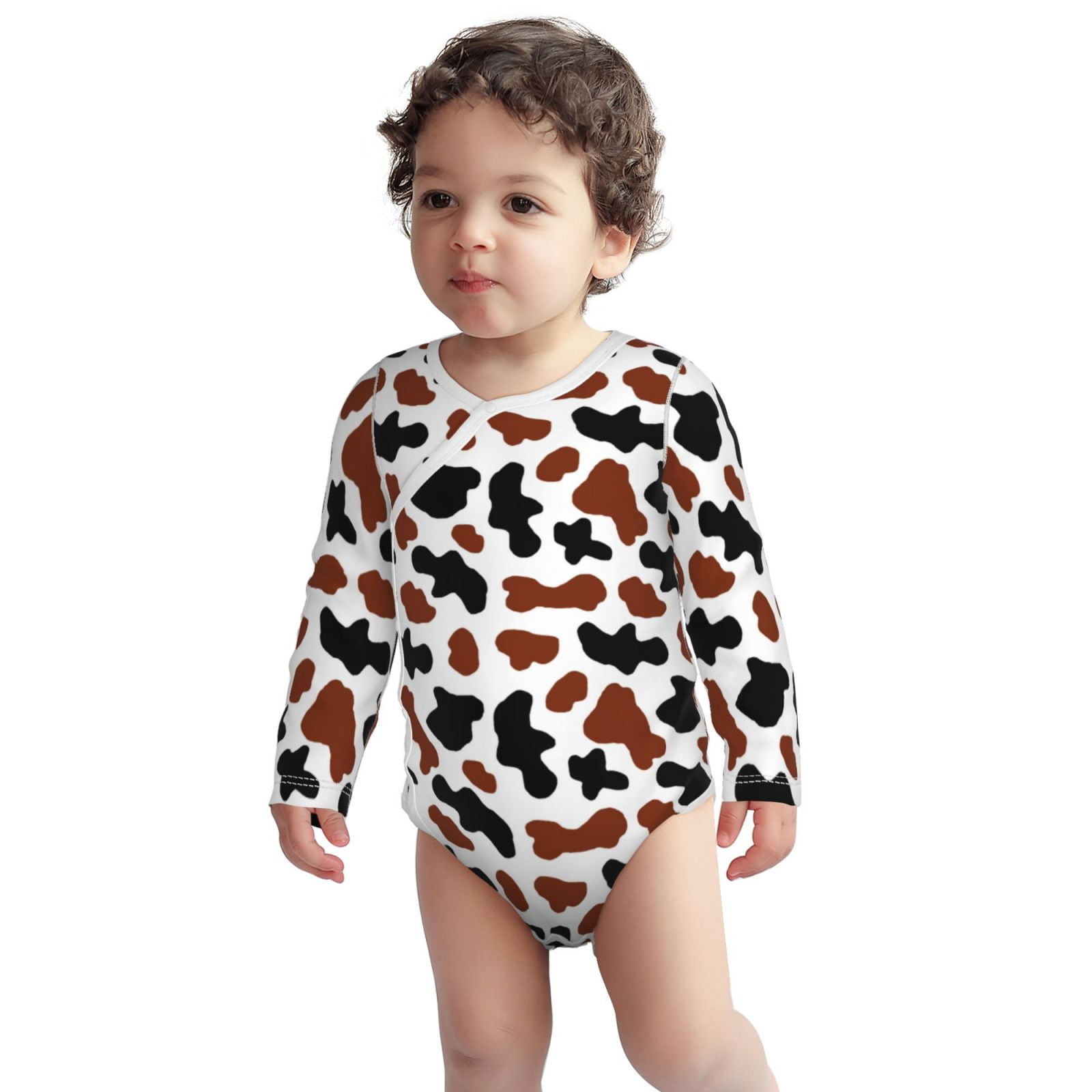 Baby Onesies - Cowboy black brown cow print Long Sleeve Onesies Girl ...