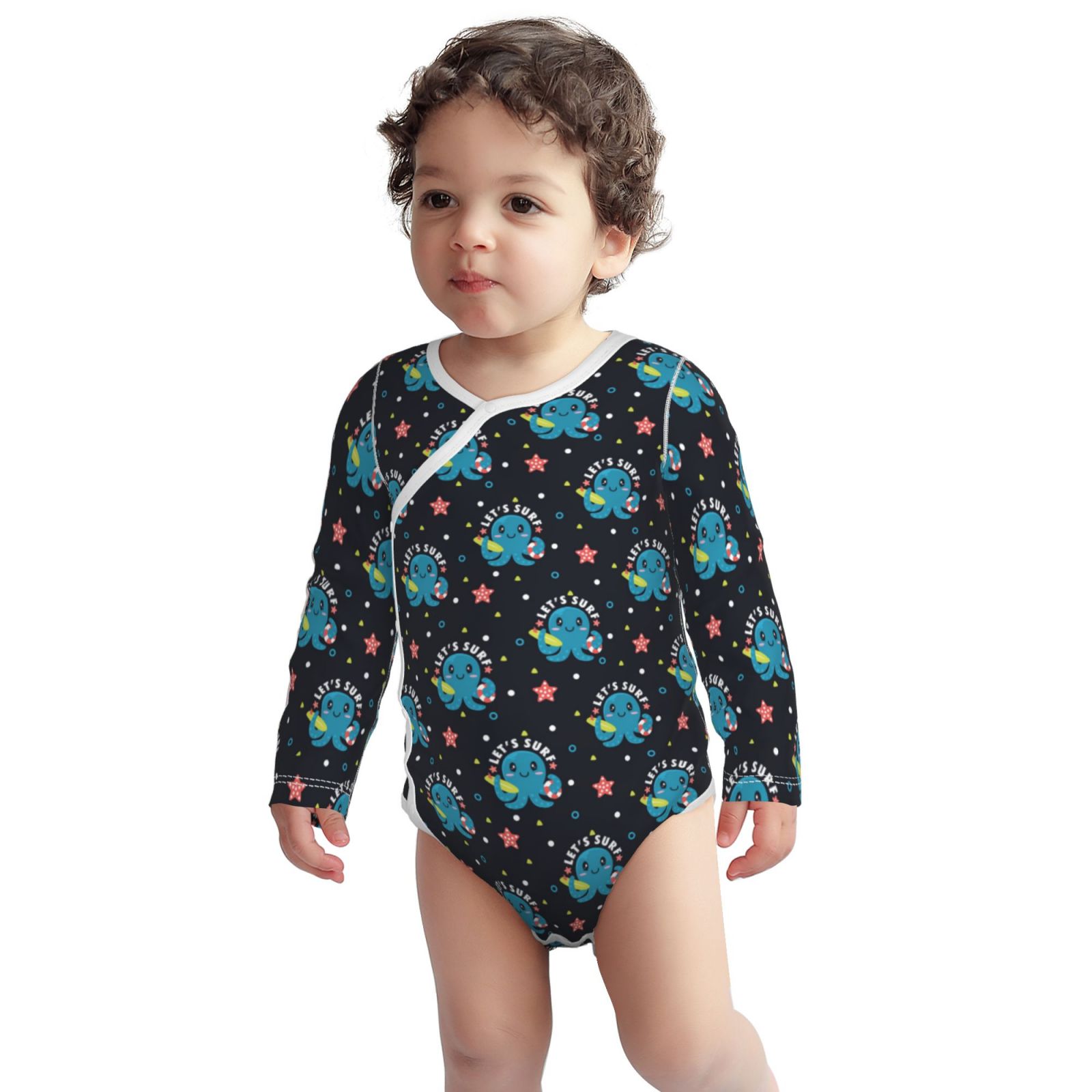 Baby Onesies - Cute cartoon octopus surf Long Sleeve Onesies Girl Boy ...