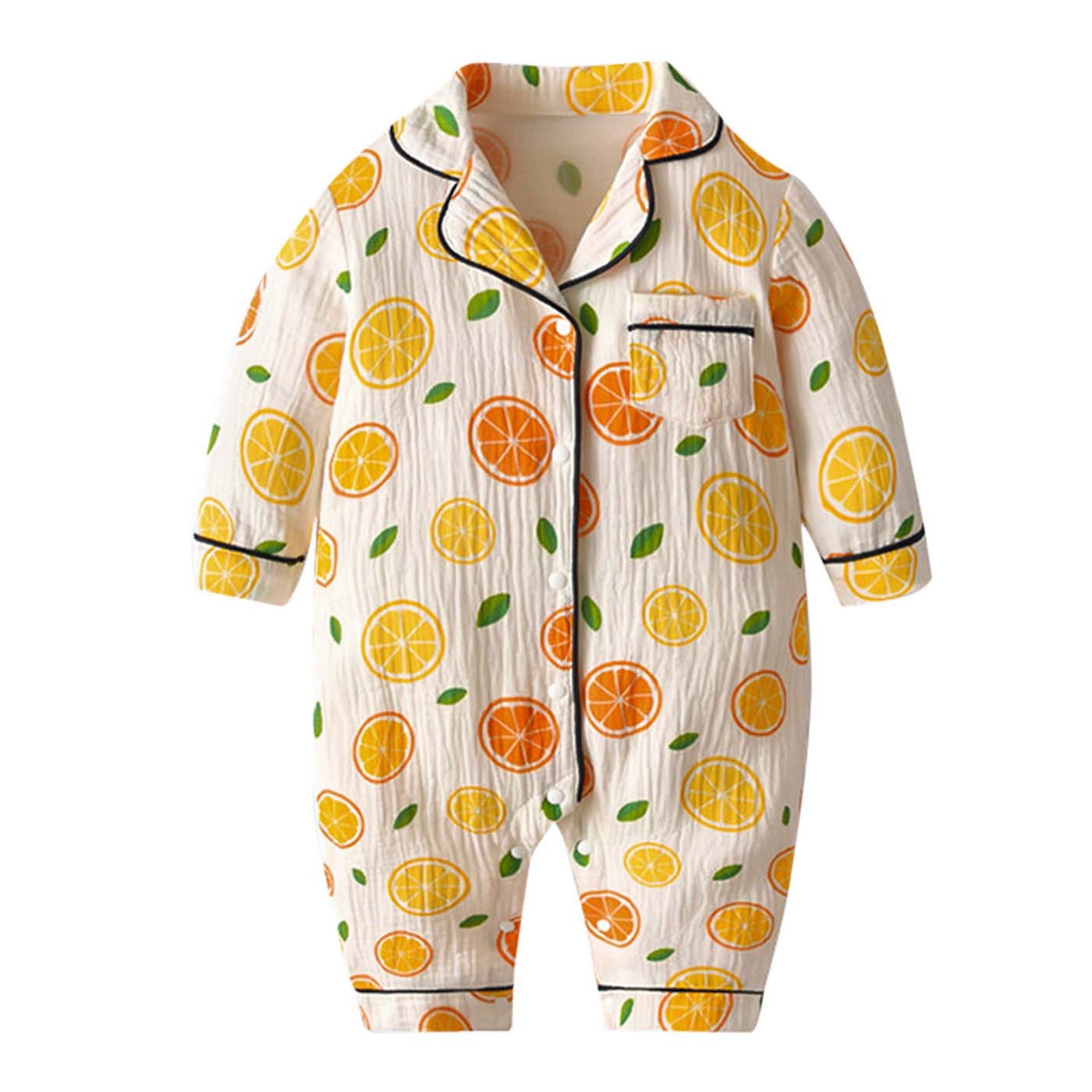 Baby Onesies Floral Animals Print Pajamas Romper Button Up Pajamas ...