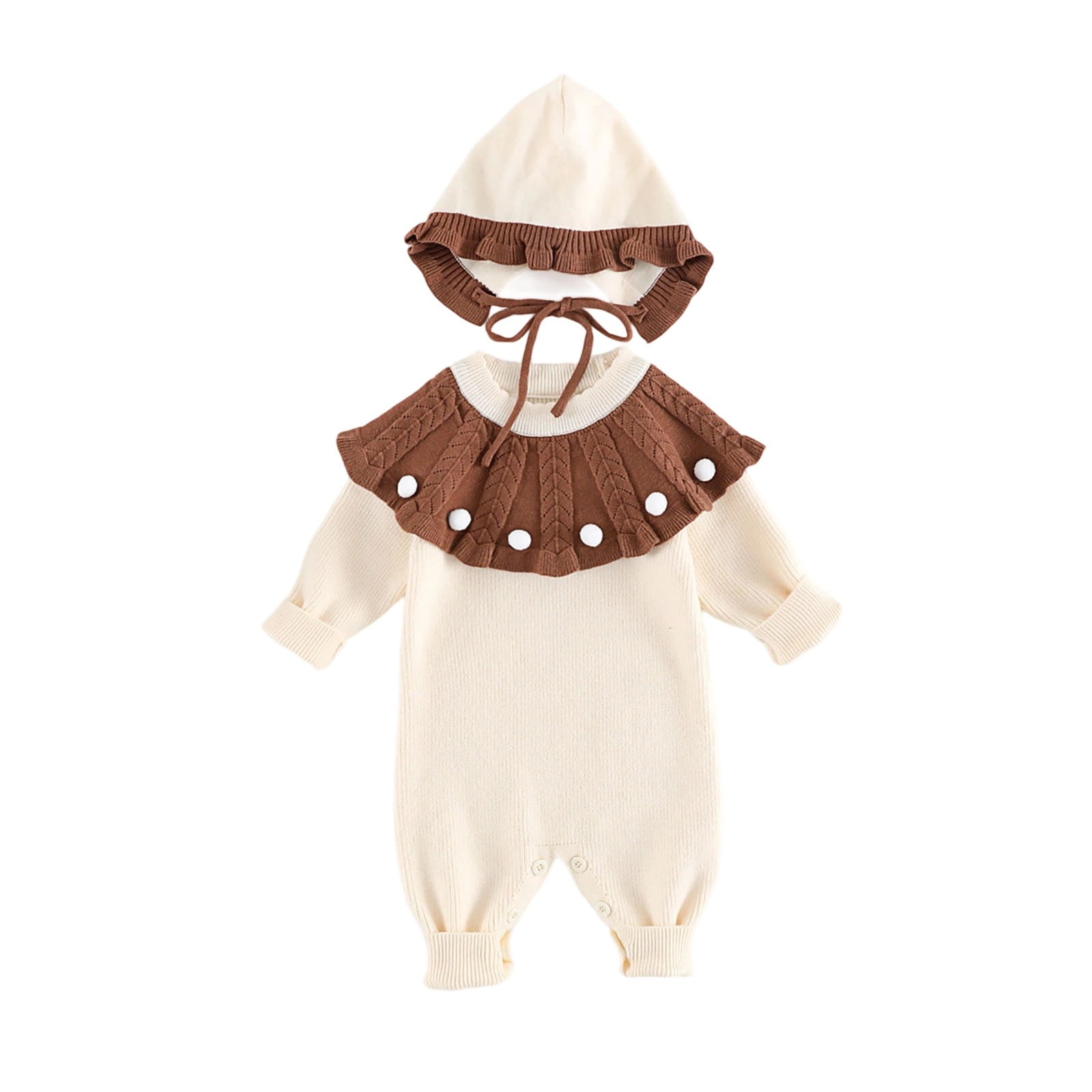 Baby Onesies Girl Wool Dress Set Ruffled Collar Lace Footless Pjs ...