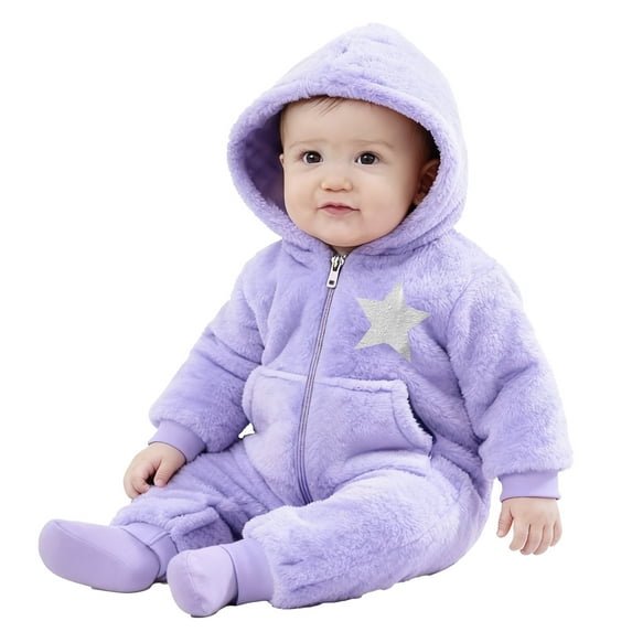 Baby Onesies, Lined Baby Boys Bodysuit Jumpsuit With Attached Hood For ...