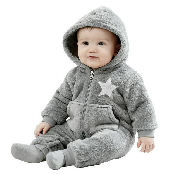 Baby Onesies, Lined Baby Boys Bodysuit Jumpsuit With Attached Hood For ...