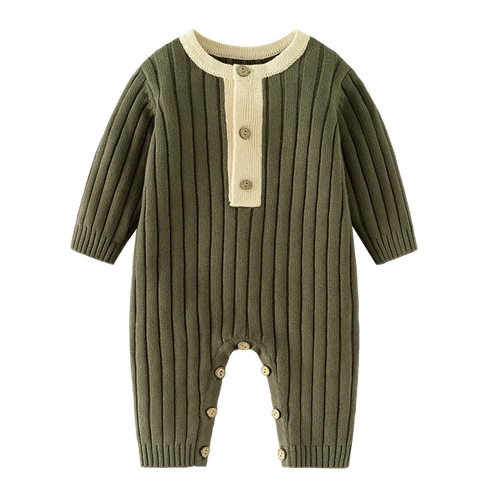 Baby Onesies Toddler Knit Onesies Footless Pjs Fall Winter Long Sleeve Thread Warm Footless ...