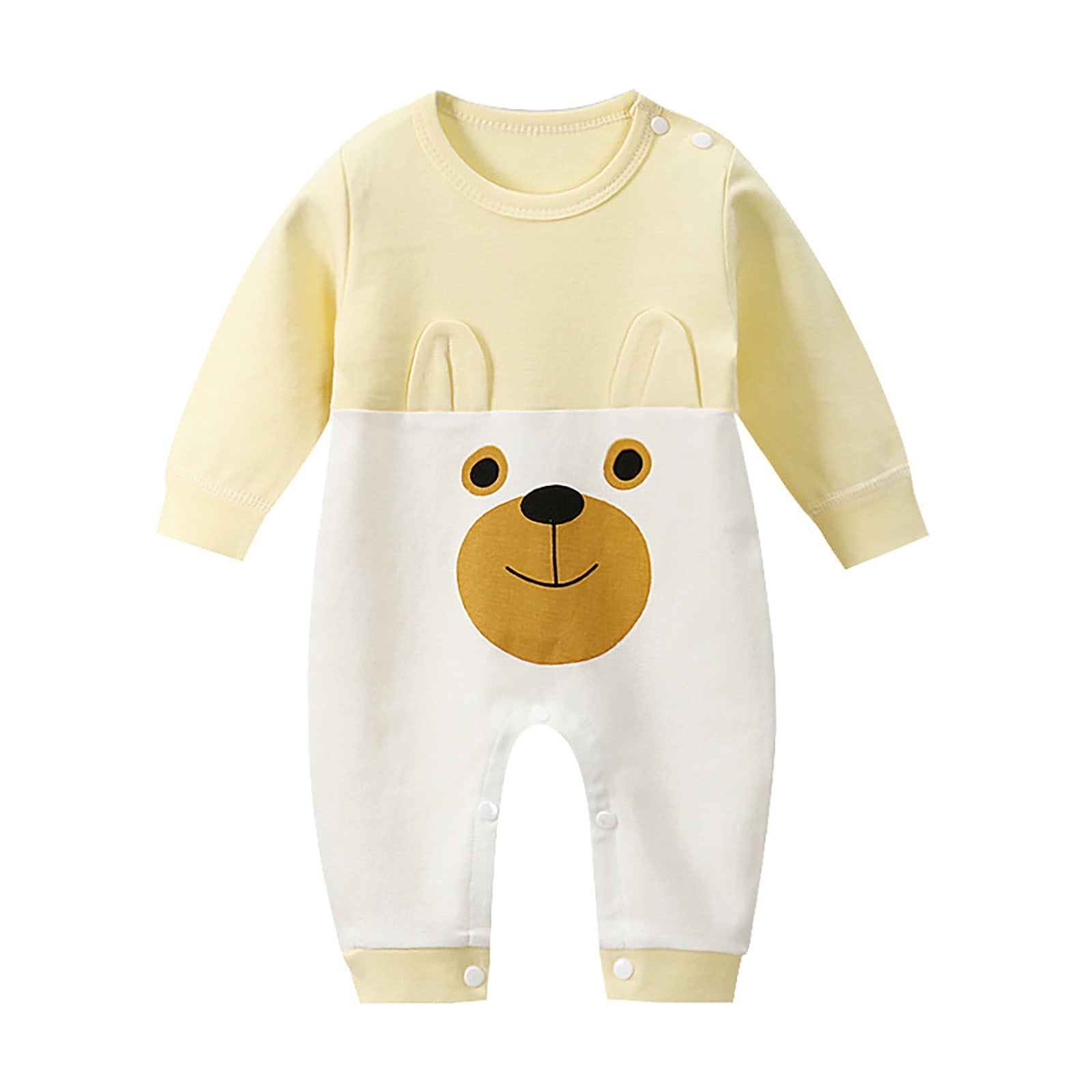 Baby Onesies Unisex Bear Color Block Print Long Sleeve Romper For ...