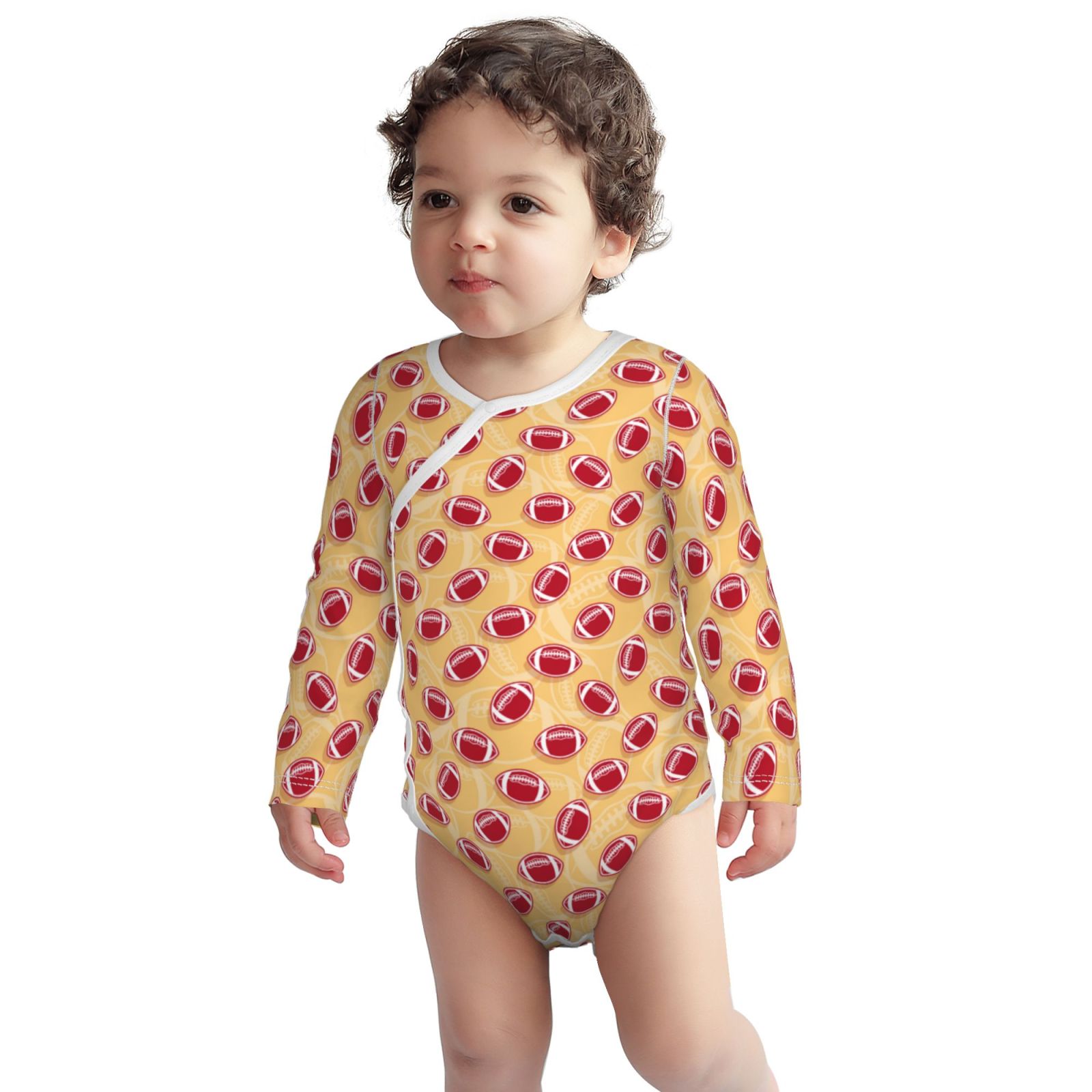 Baby Onesies - cute American football orange Long Sleeve Onesies Girl ...