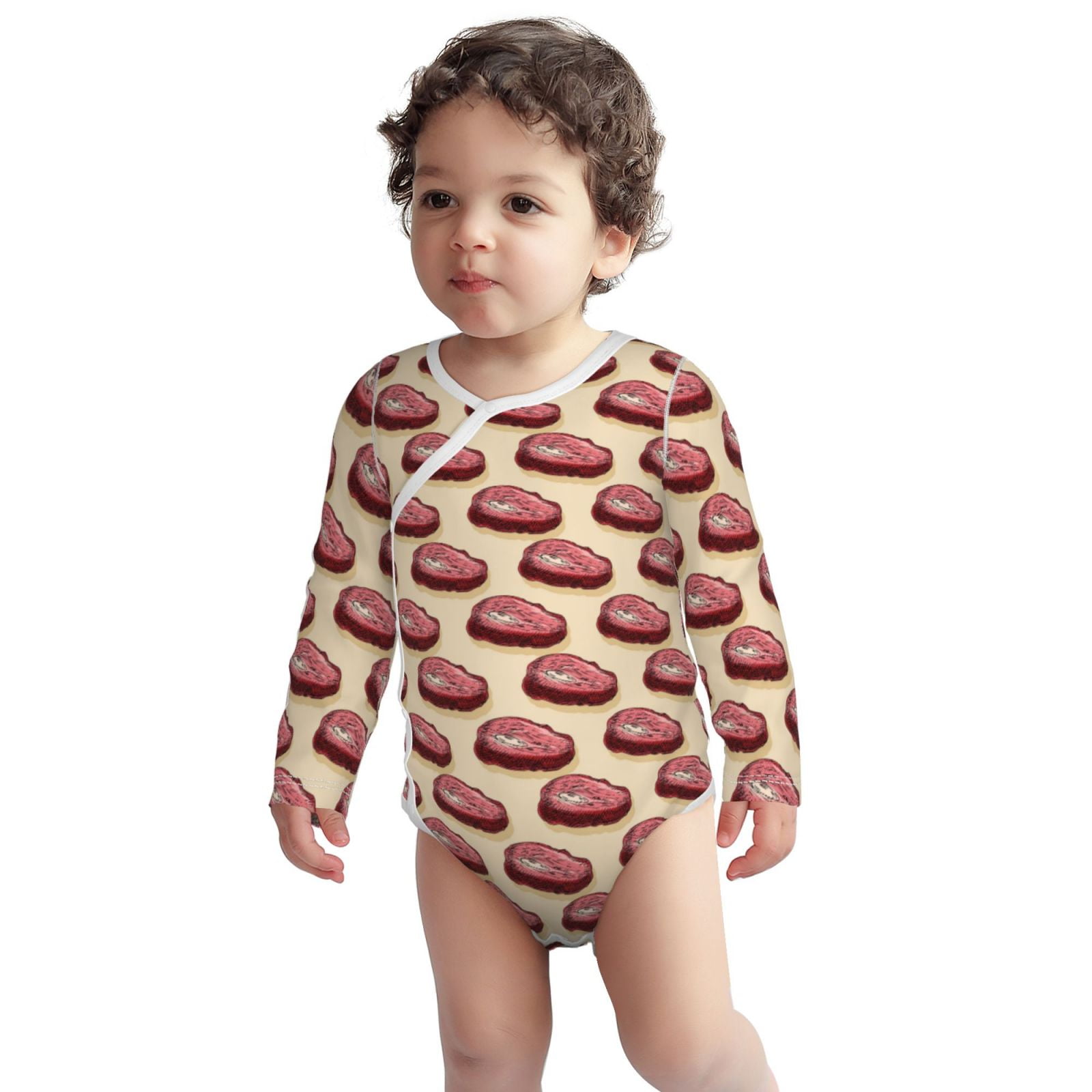 Baby Onesies - steak cartoon print Long Sleeve Onesies Girl Boy with Side-Snap, Infant Newborn ...