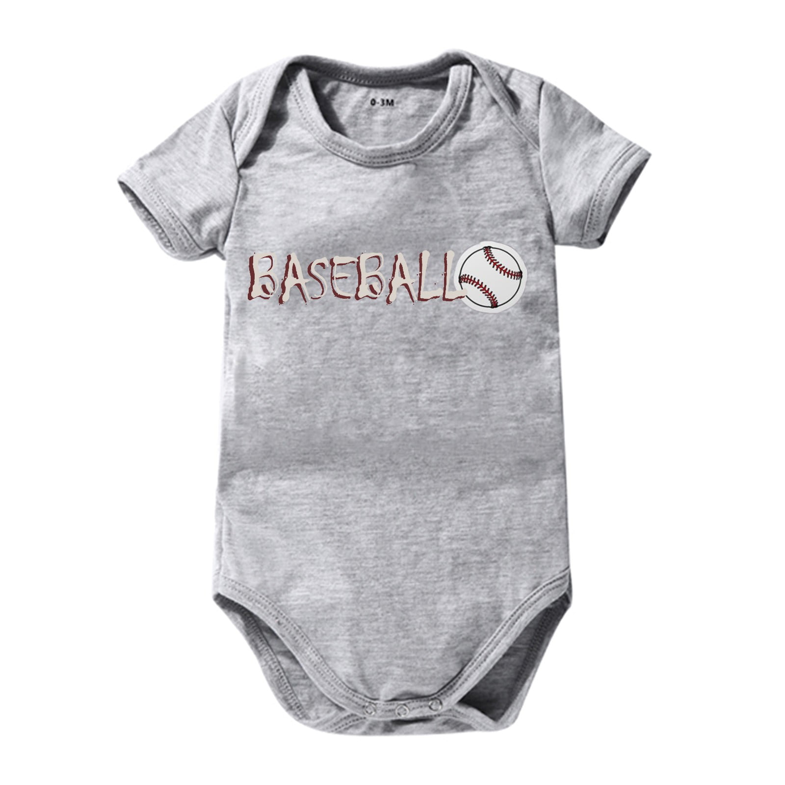 Baby Onsies Boys Girls Baseball Cartoon Print Short Sleeved Crawl ...
