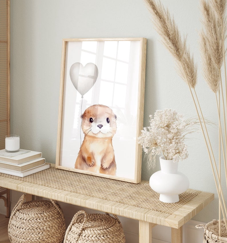 Baby Otter Print, Otter Print, Nursery Wall Art Decor, Neutral Nursery ...