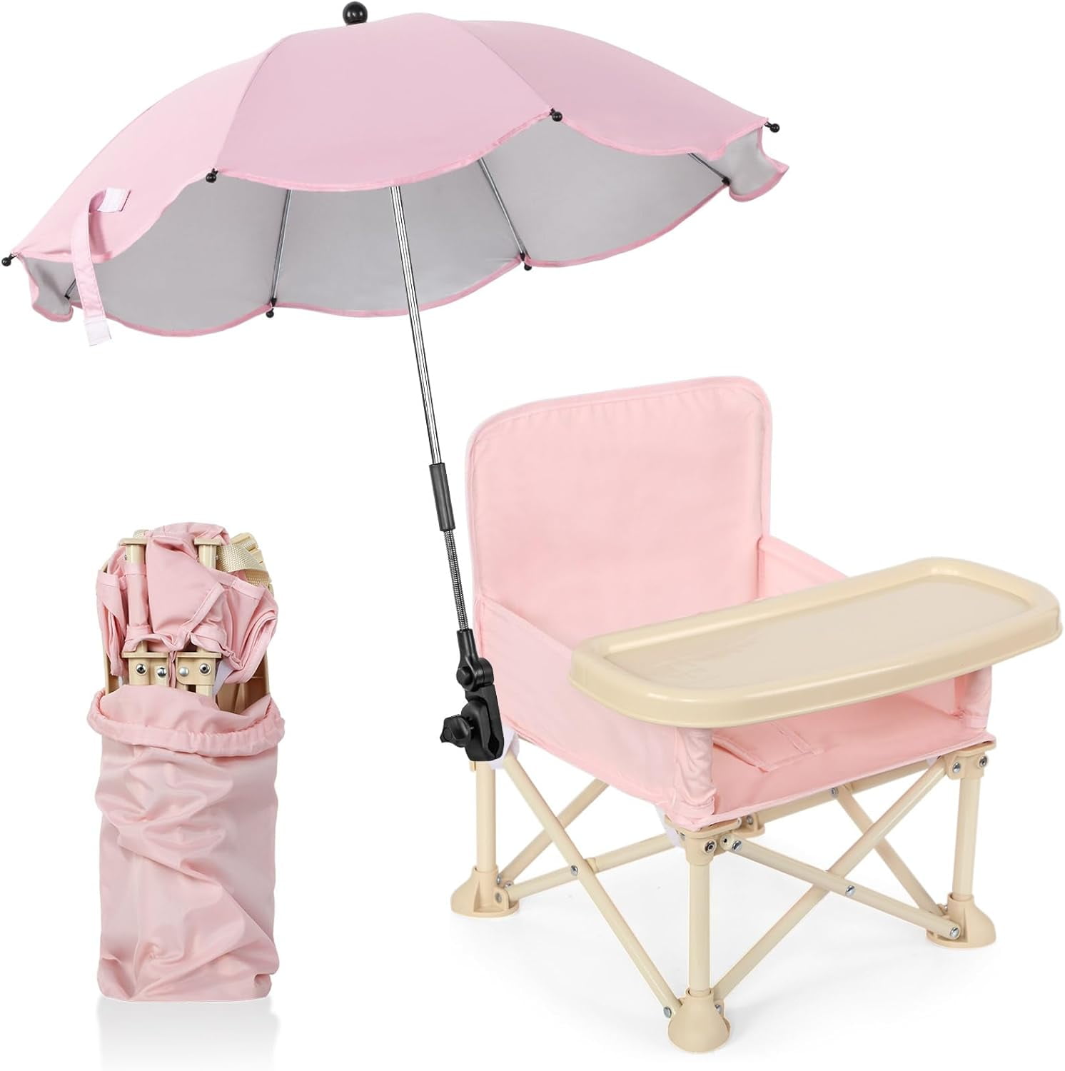 Baby Outdoor Beach Chair with Umbrella Travel Booster Seat with Tray ...