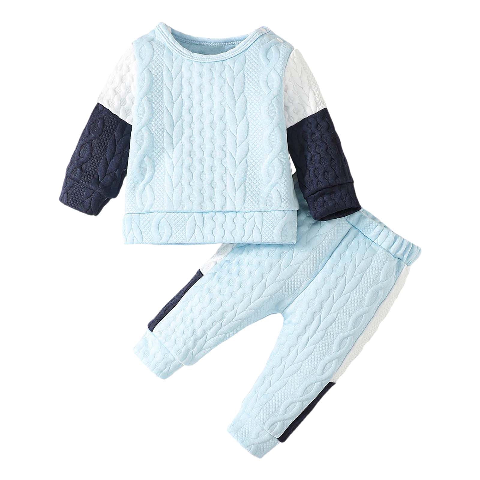 Baby Outfits Boy Boys Tracksuit Outfits Knitted Long Sleeve Color Block ...
