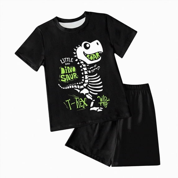 Baby Outfits Boy Kids Breathable Summer Set Print Short Sleeve Crewneck ...