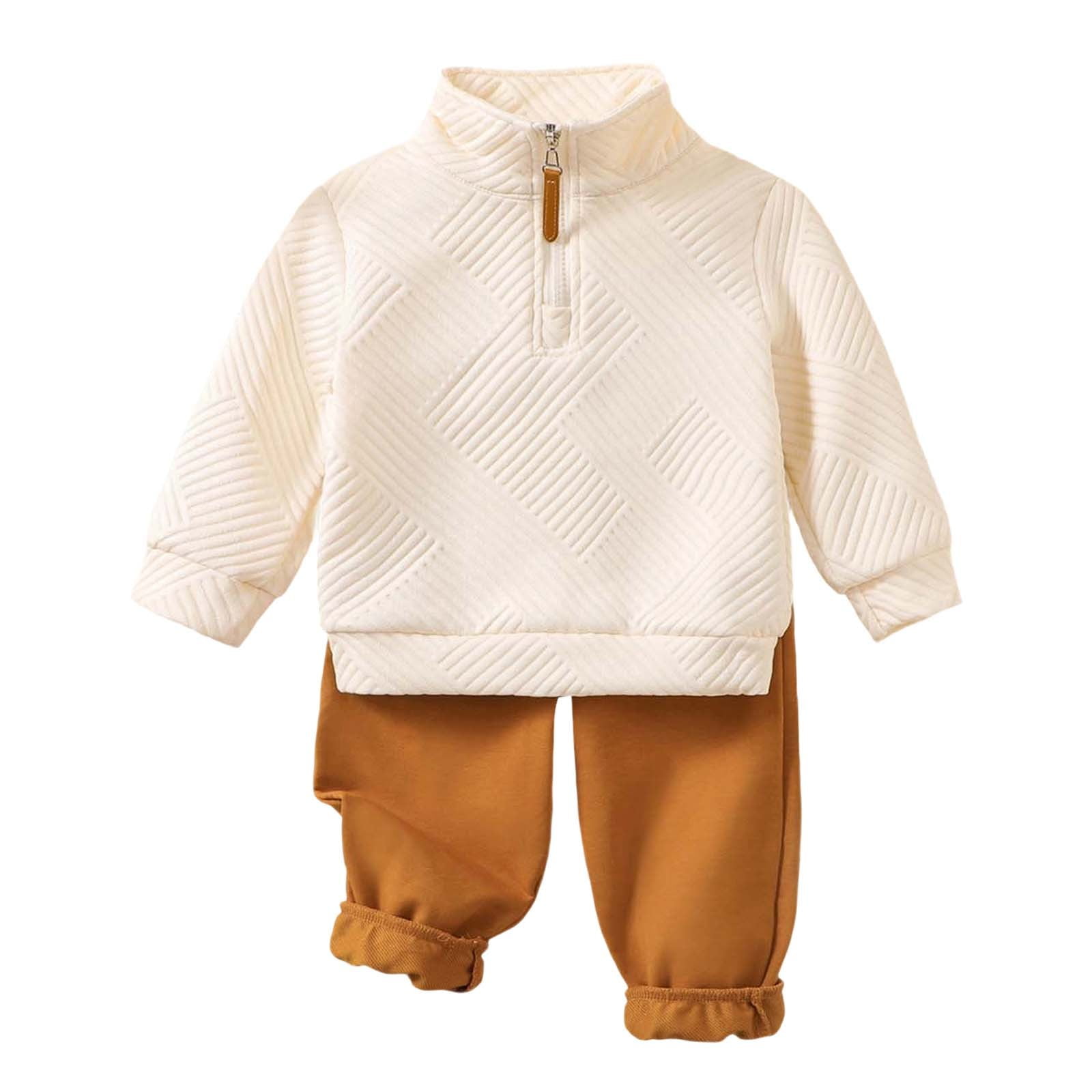 Baby Outfits Boy Kids Toddler Boys Fall Solid Outfits Long Sleeve Half ...