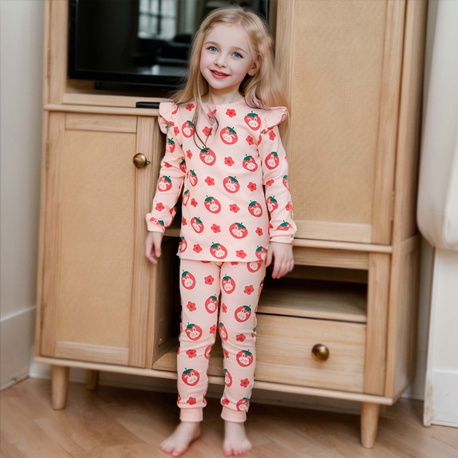 Baby Outfits Cartoon Print Long Sleeve Top and Pants Kid Homewear Set ...