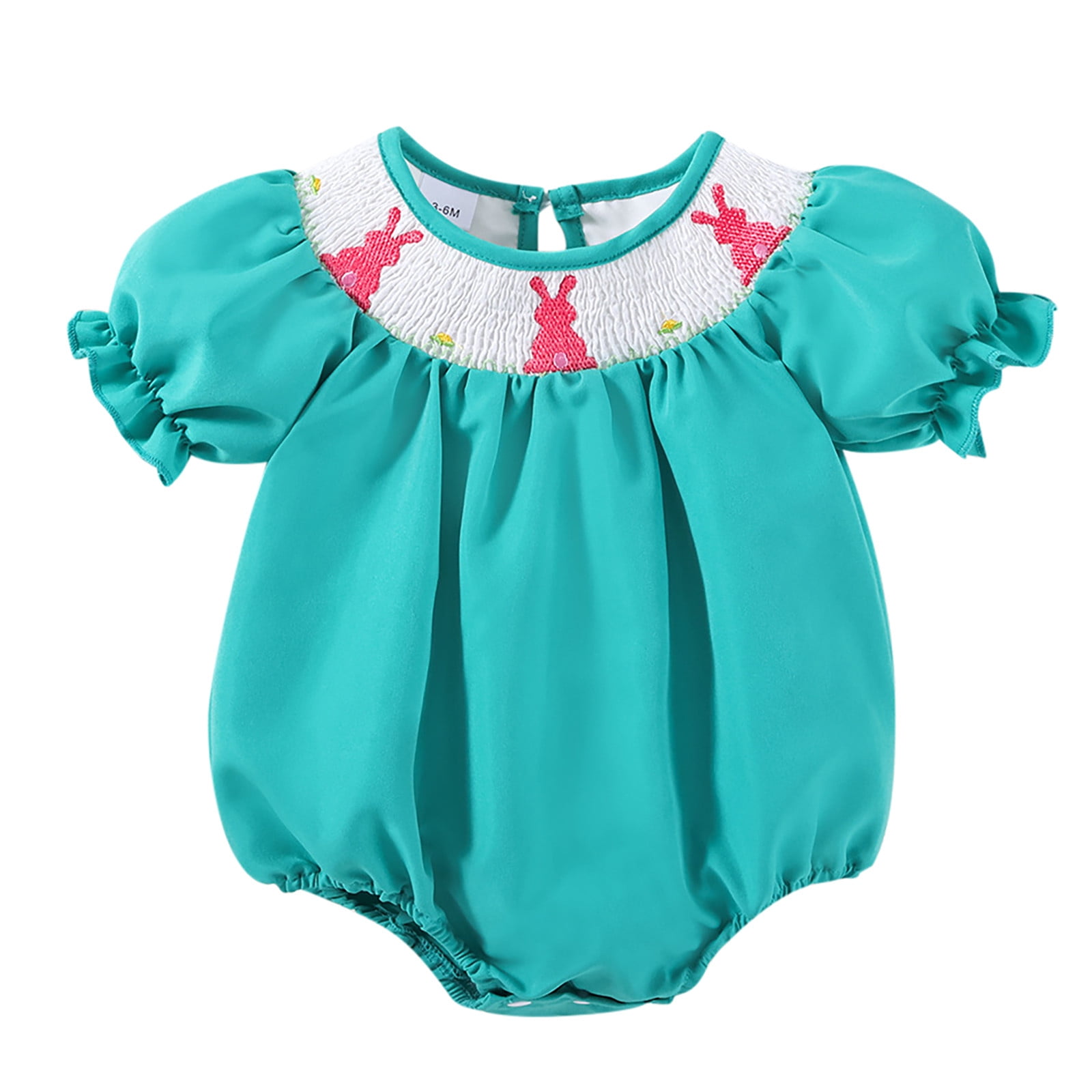 Baby Outfits Cute Pattern Embroider Short Sleeve Bubble Romper Bodysuit ...