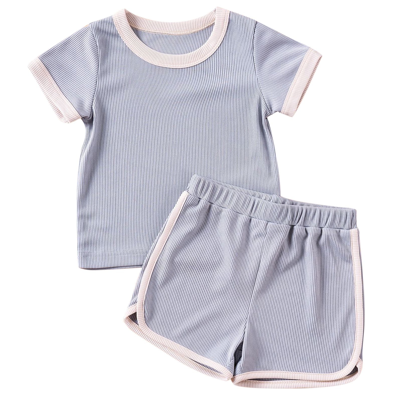 Baby Outfits Girl Summer Short Sleeve Crop Top Shorts Set Kids Sports ...