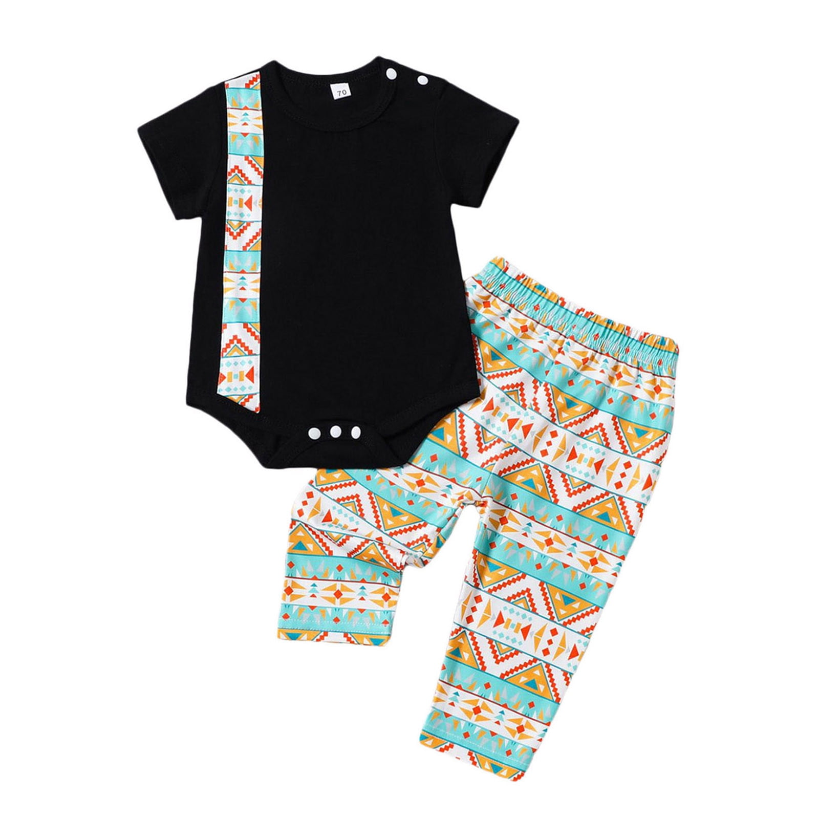 Baby Outfits Infant Kids Short Sleeve Romper Bodysuit Prints Pants ...