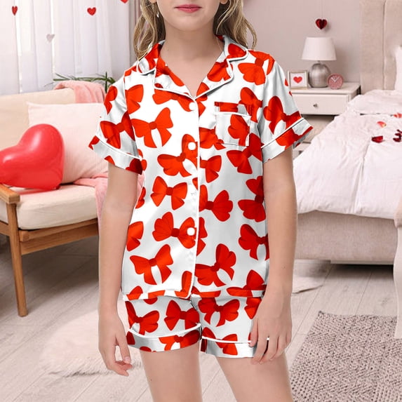 Baby Outfits Kids Bow Design Short Sleeve Button Top with Shorts Casual ...