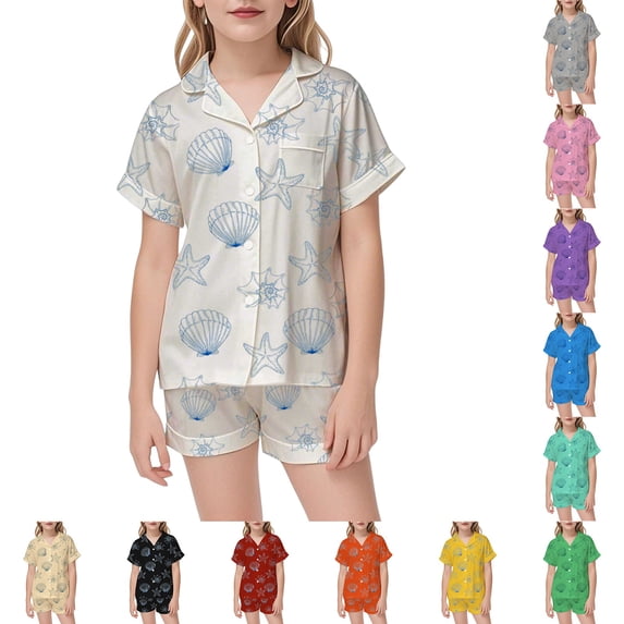 Baby Outfits Kids Sea Pattern Print Silky Short Sleeve Top and Shorts ...