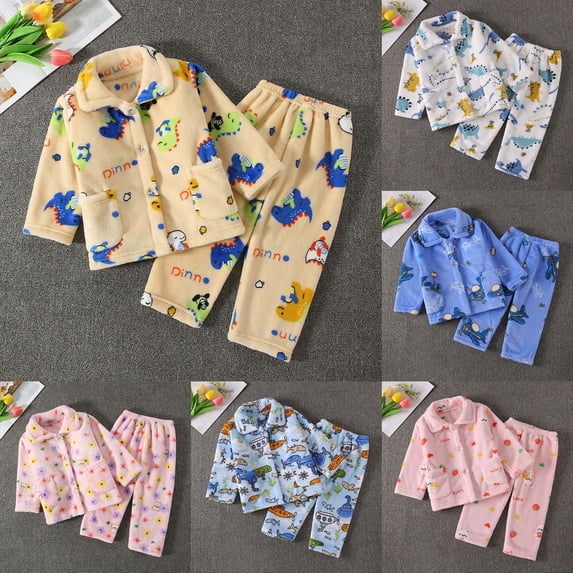 Baby Outfits Warm Coral Long Sleeve Top and Pants Homewear Set Baby ...