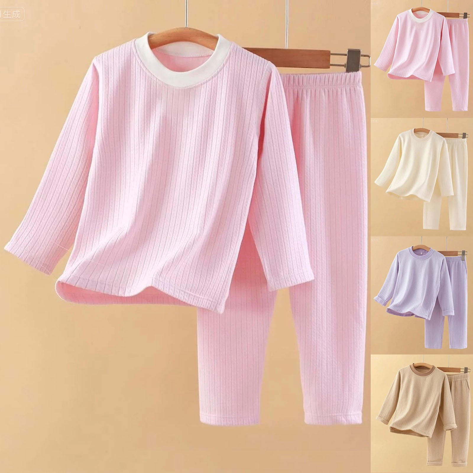 Baby Outfits Winter Solid Long Sleeve Top and Pants Cozy Thermal Home ...