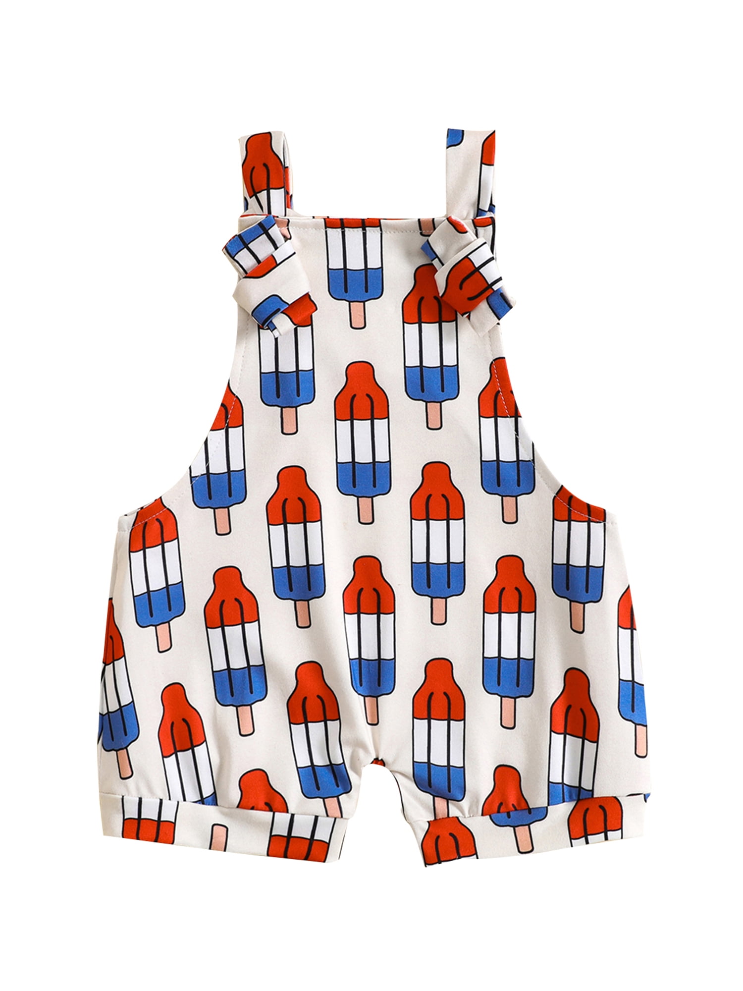 Baby Overall Shorts Infant Independence Day Sleeveless Knotted Printed ...