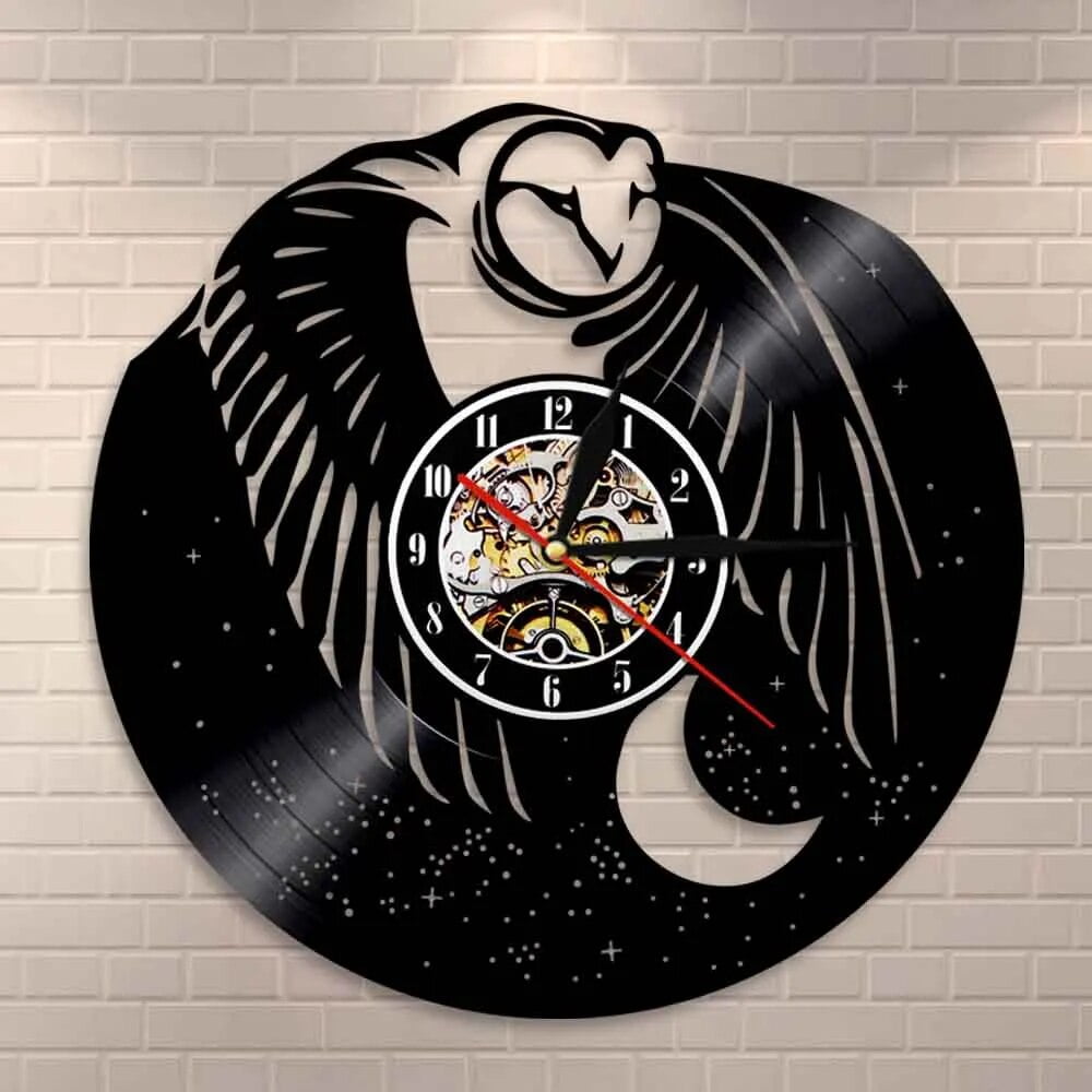 Baby Owl Vinyl Wall Clock,Vinyl Record Clock Wall Art Black Handmade ...
