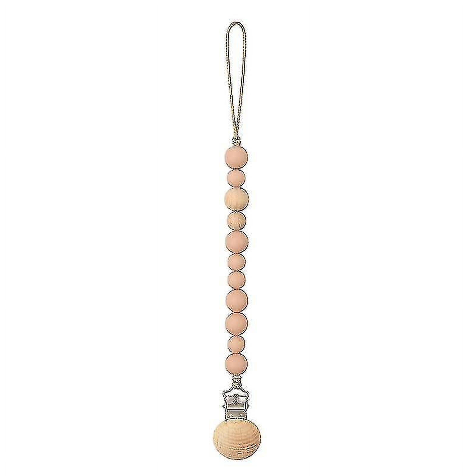 Baby Pacifier Clips BPA Free - Silicone Beads Wooden Clip Pacifier ...