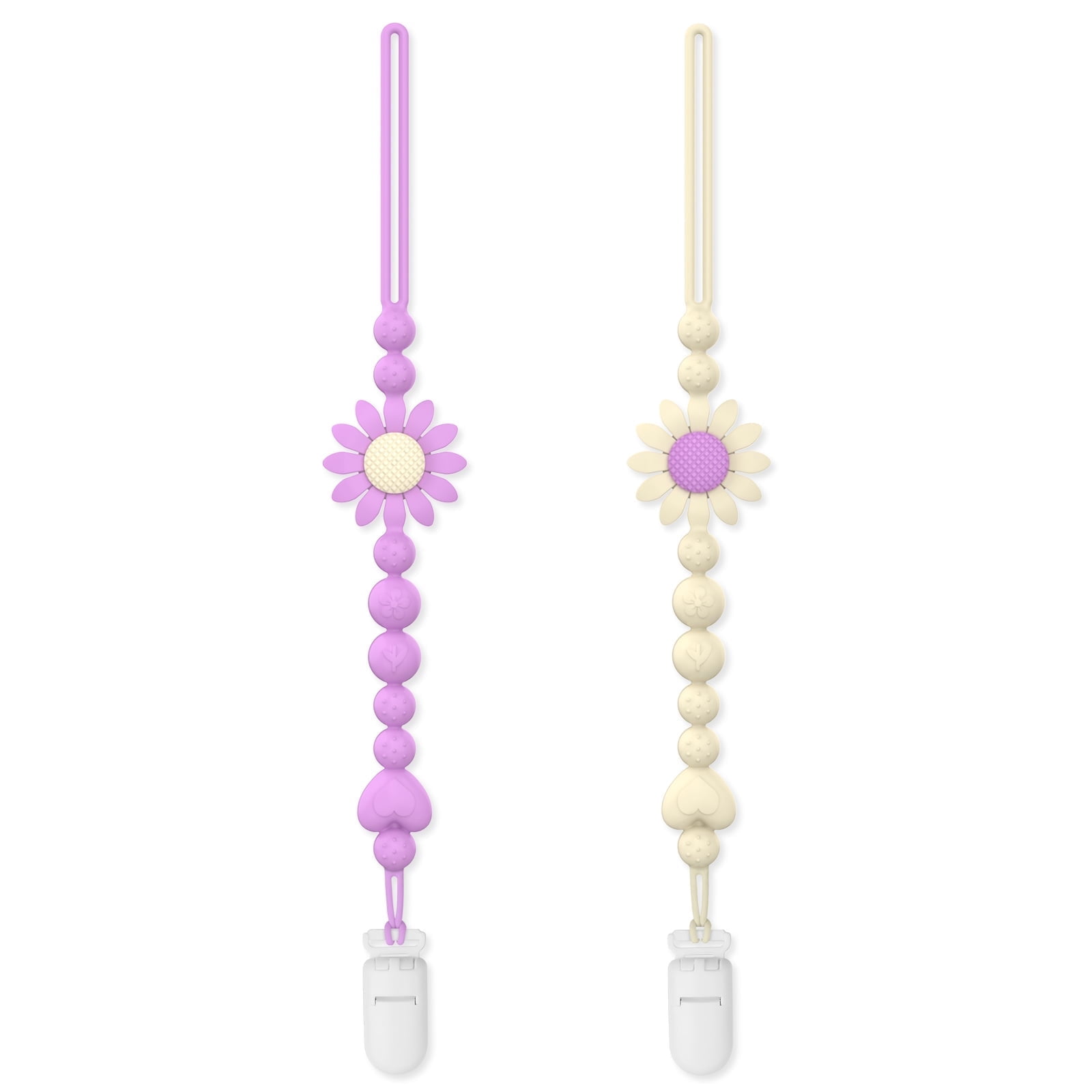 Baby Pacifier Clips One Piece Binky Clip Holder Silicone Teether Clip ...