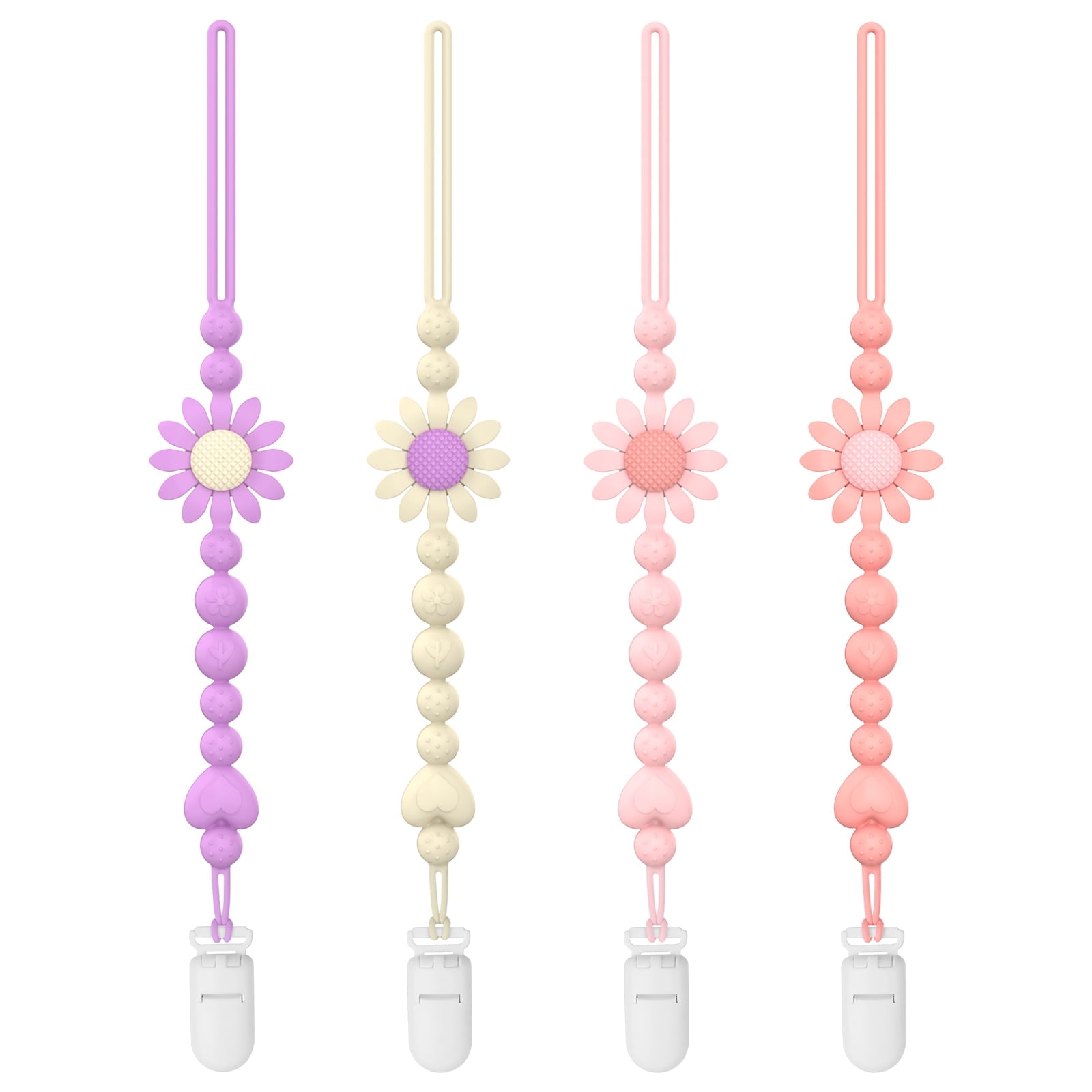 Baby Pacifier Clips One Piece Binky Clip Holder Silicone Teether Clip ...