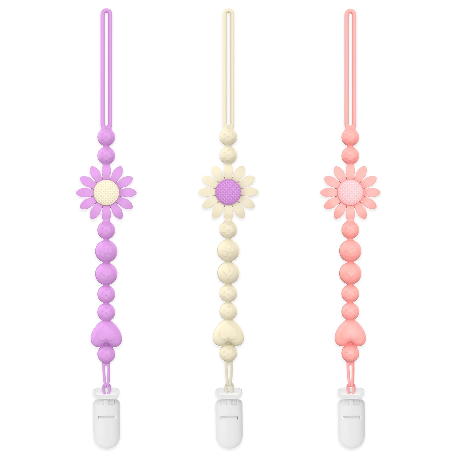 Baby Pacifier Clips One Piece Binky Clip Holder Silicone Teether Clip ...