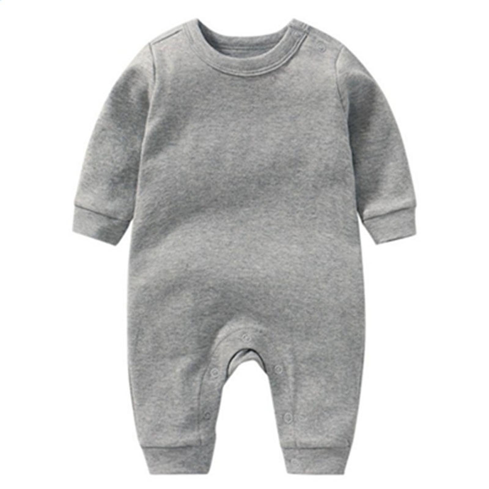 Baby Pajamas, Newborn Sleepers, Children's Solid Color Round Neck Long ...