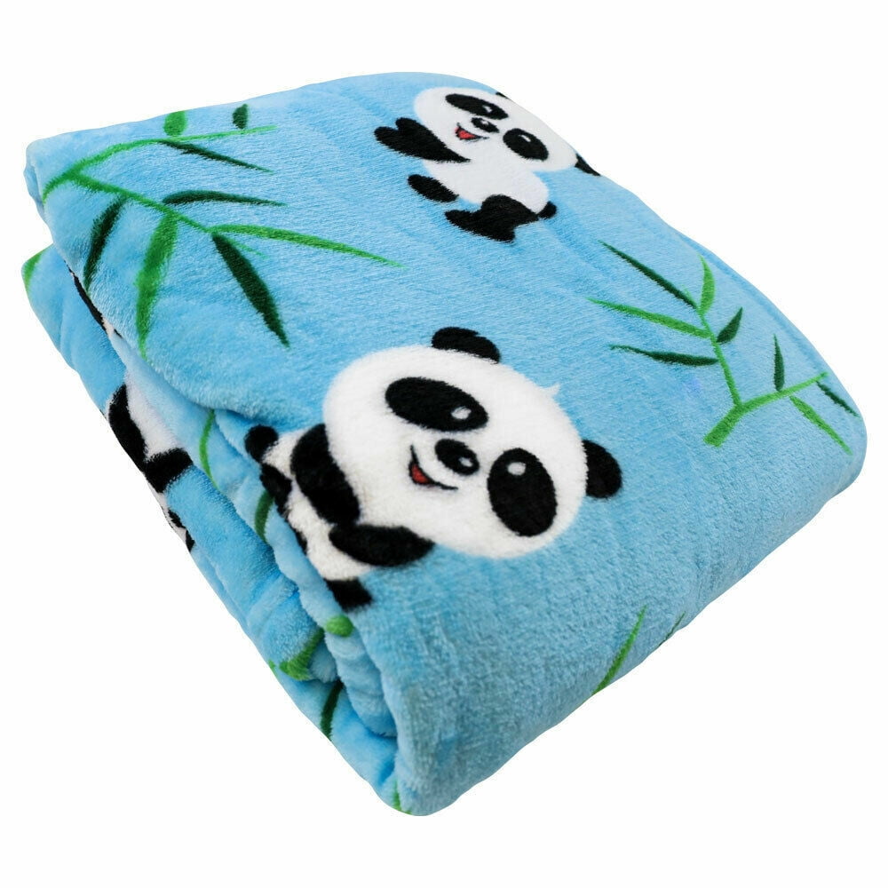Baby Pandas Plush Blanket 50x60 Cute Kid's Blanket Blue Throw Blanket ...